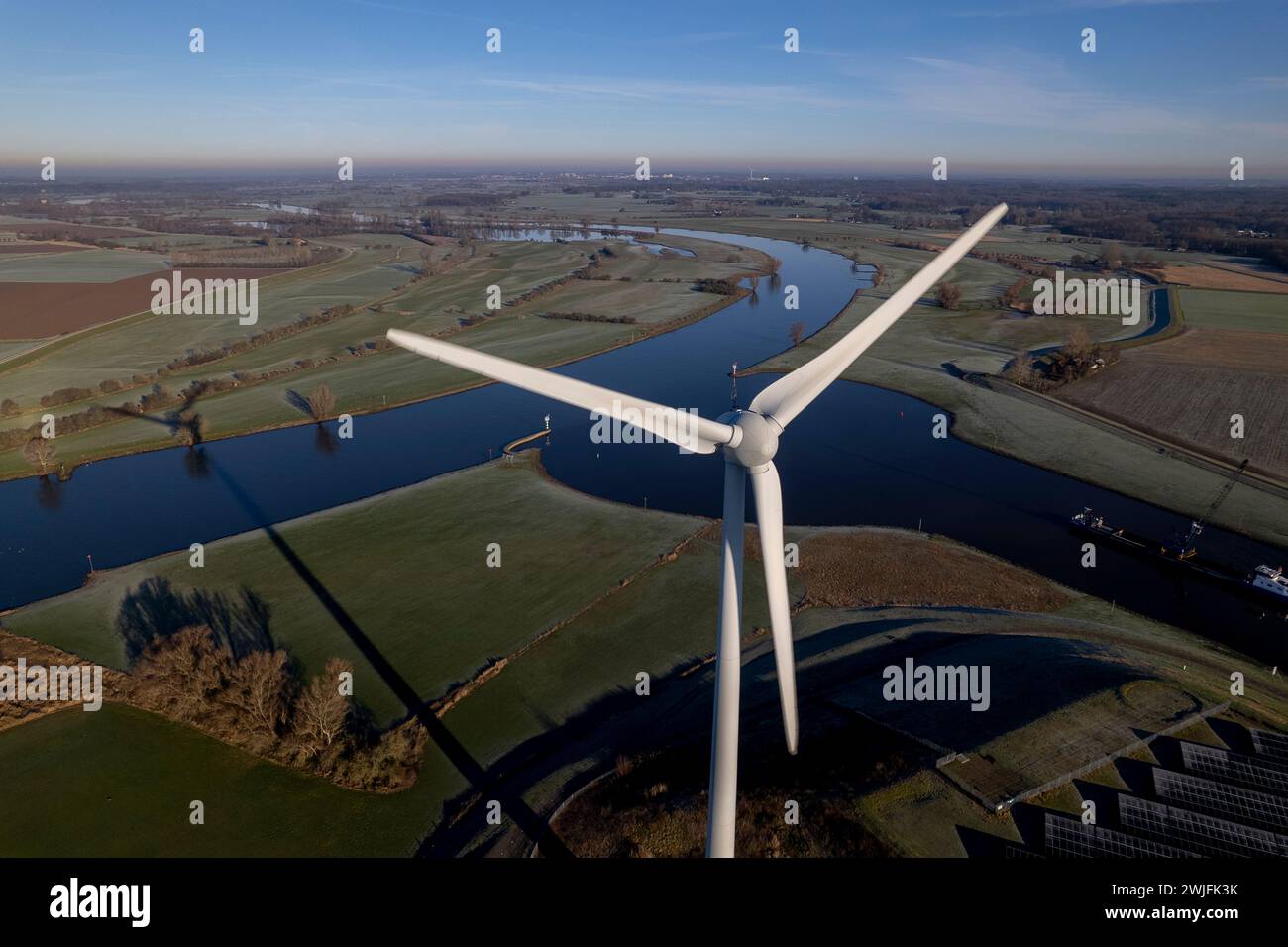 Blades of wind turbine marking the intersection of river IJssel and ...
