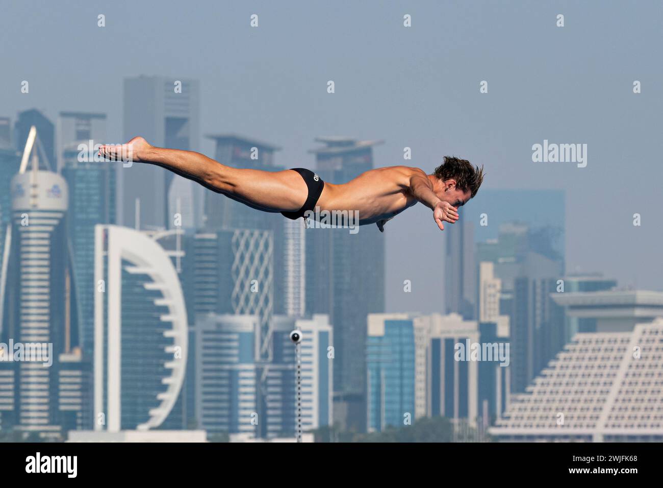 Doha, Qatar. 15th Feb, 2024. Braden Rumpit of New Zealand competes in ...