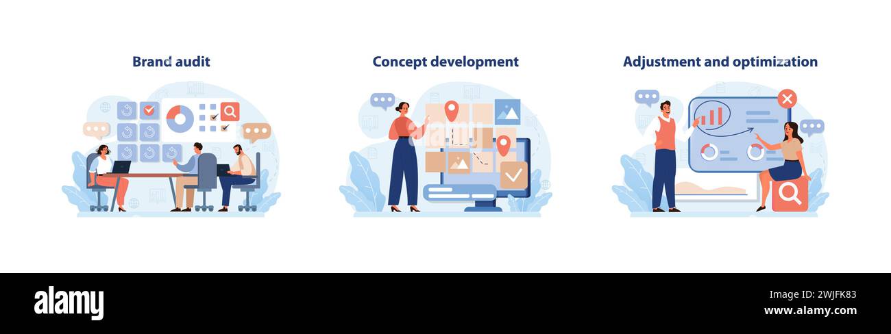 Brand Audit and Development Set. Detailed illustrations capturing the ...
