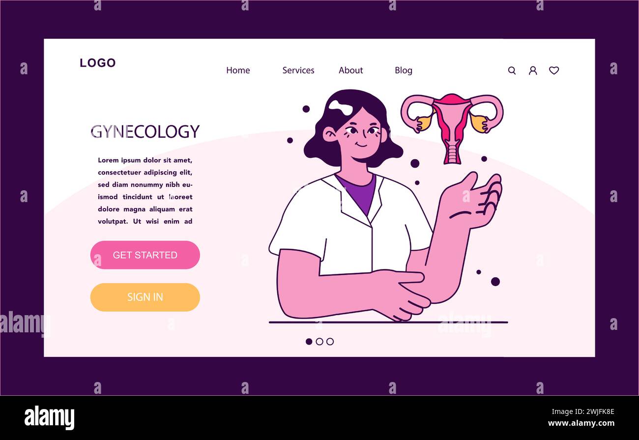 Gynecology web or landing. Women's health. Gynecologist study uterus ...