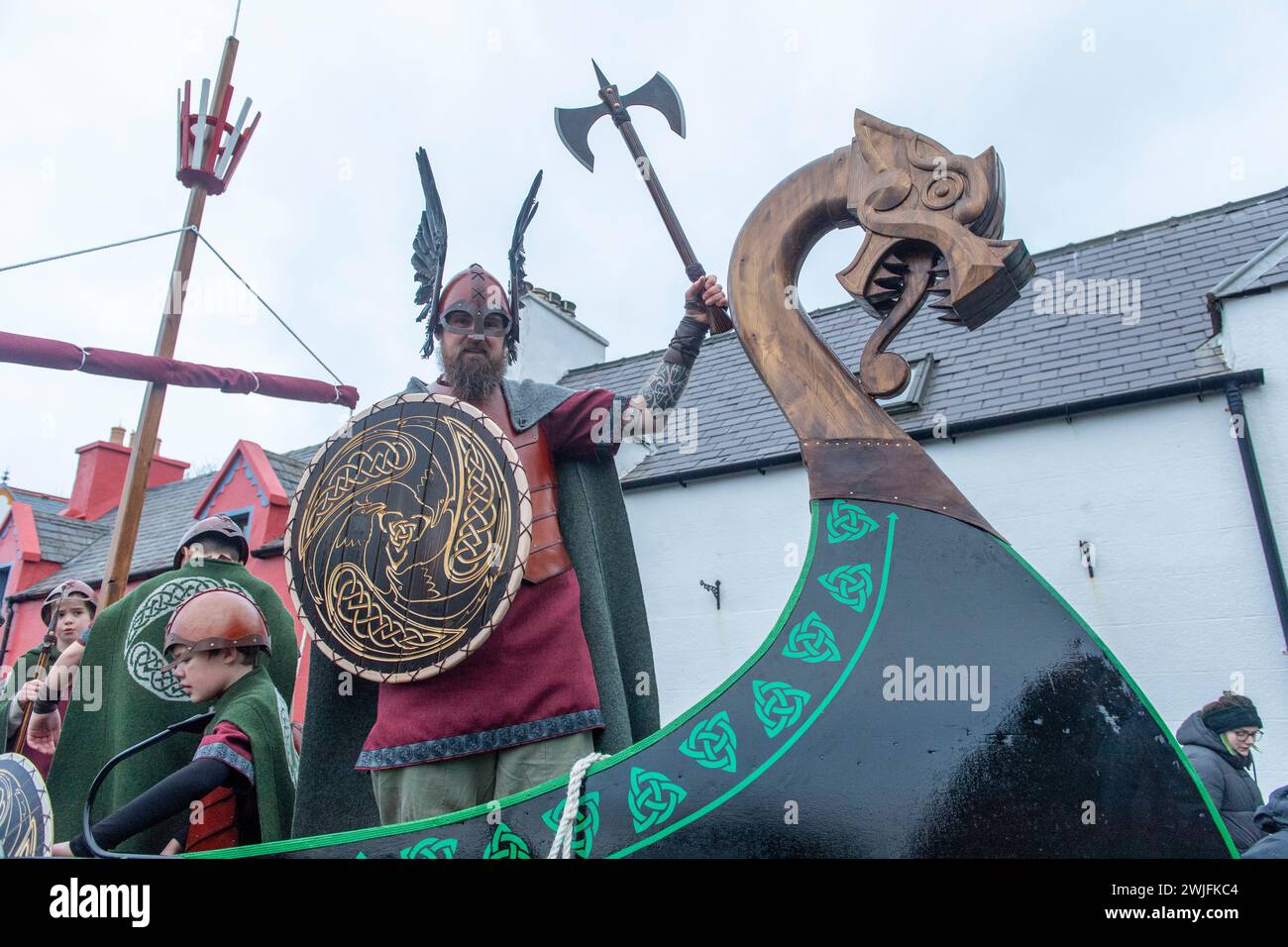 2024 Guizer Jarl John Robert leads his squad through Shetland town ...
