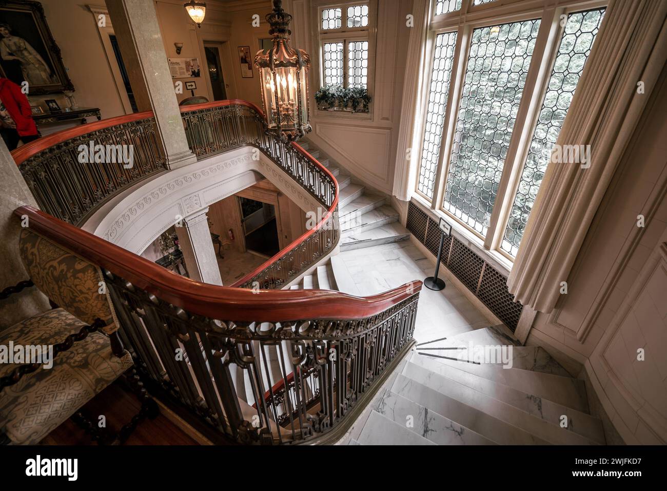 Portland, Oregon, USA - Staircase inside the Pittock Mansion Stock ...