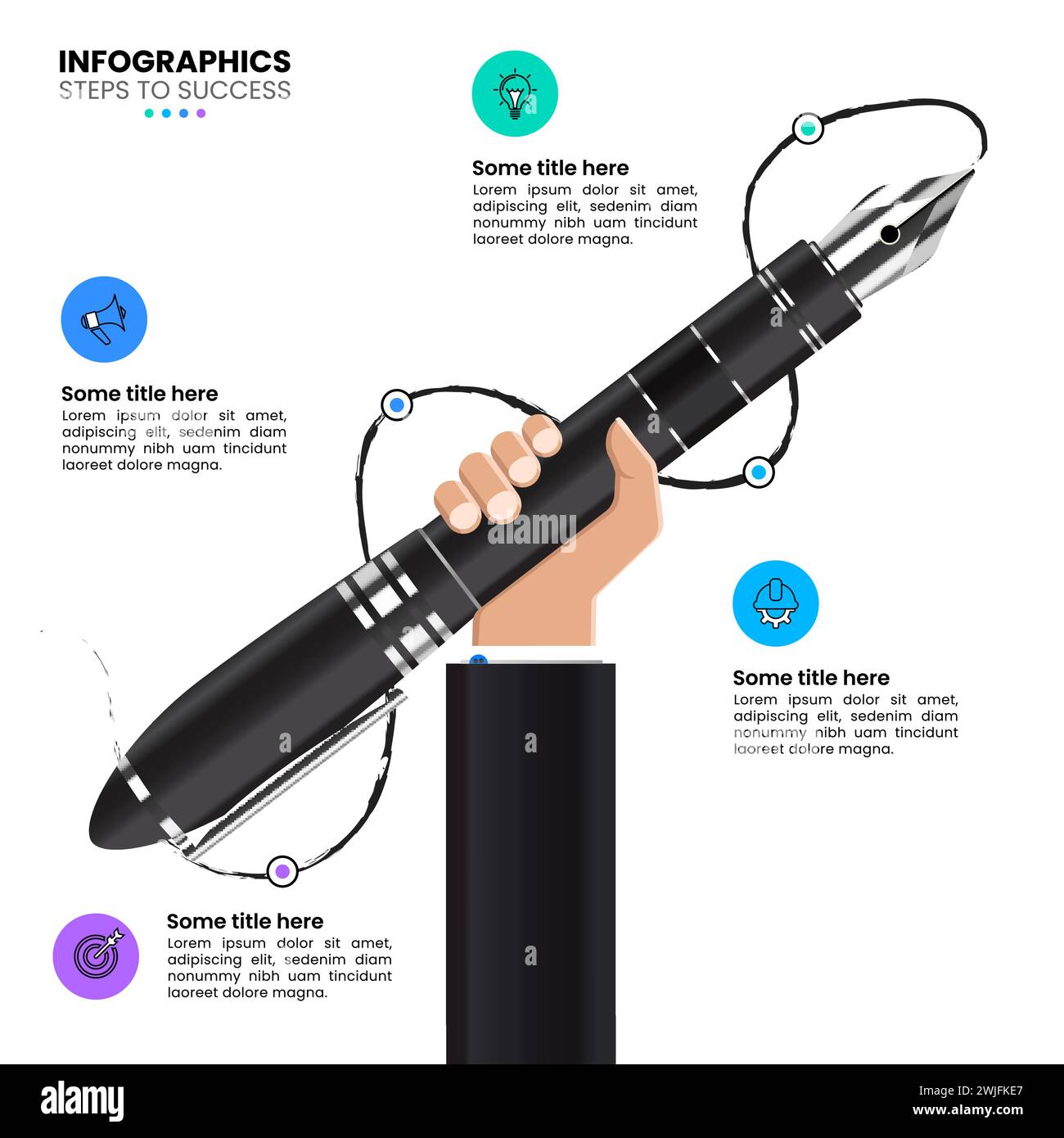 Infographic template with icons and 4 options or steps. Pen. Can be ...