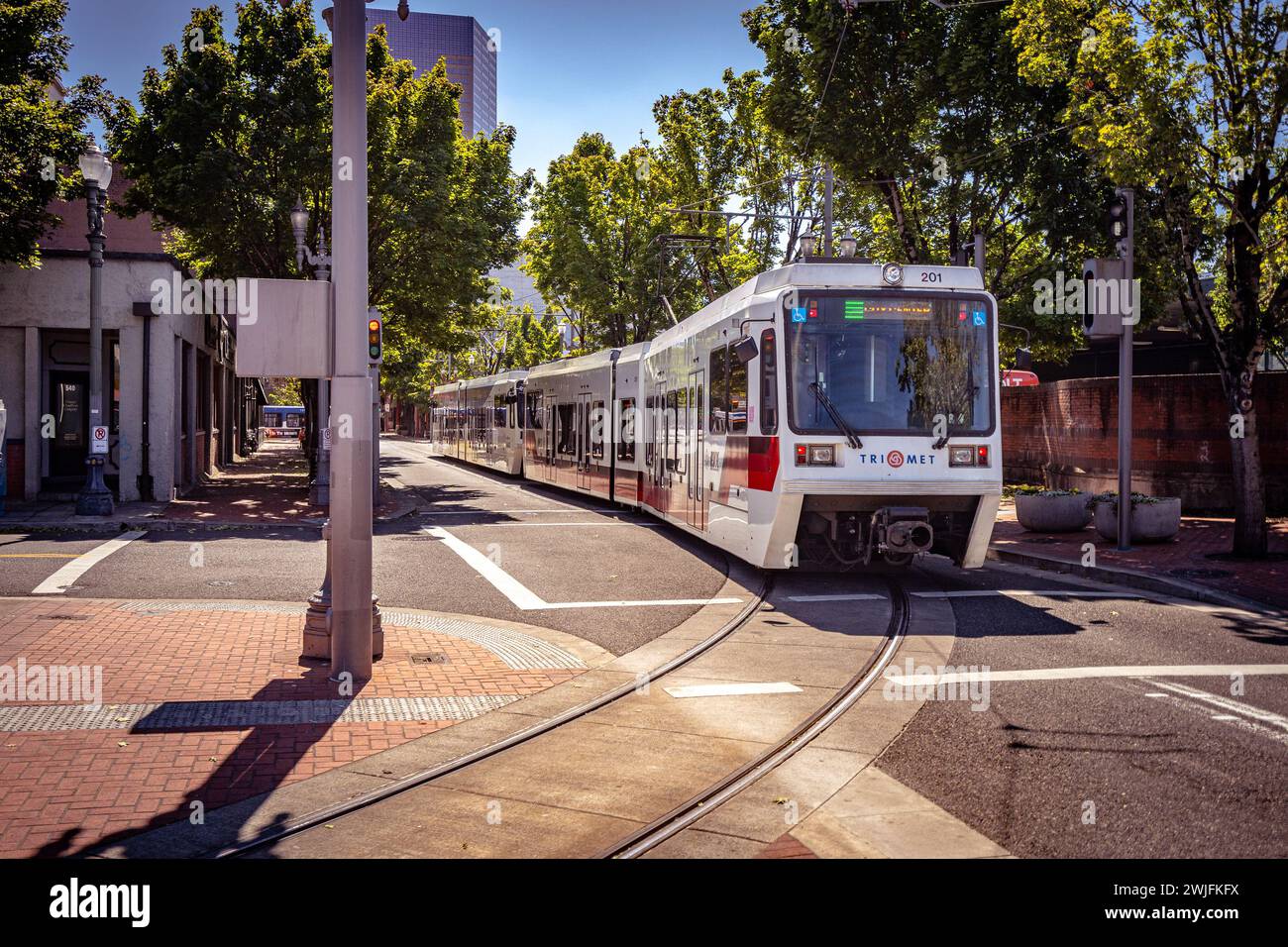 Portland, Oregon, USA - Local tram on city streets Stock Photo - Alamy