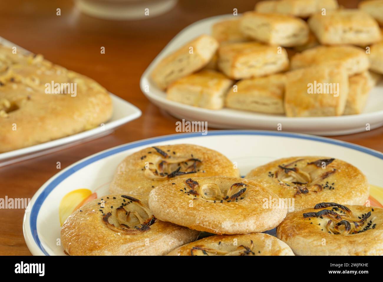 Fresh baked buns right out of oven to table Stock Photo - Alamy
