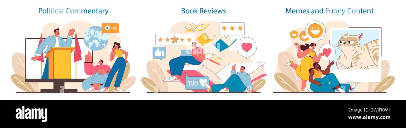 Engaging Social Media Content set. Lively debates, in-depth book ...