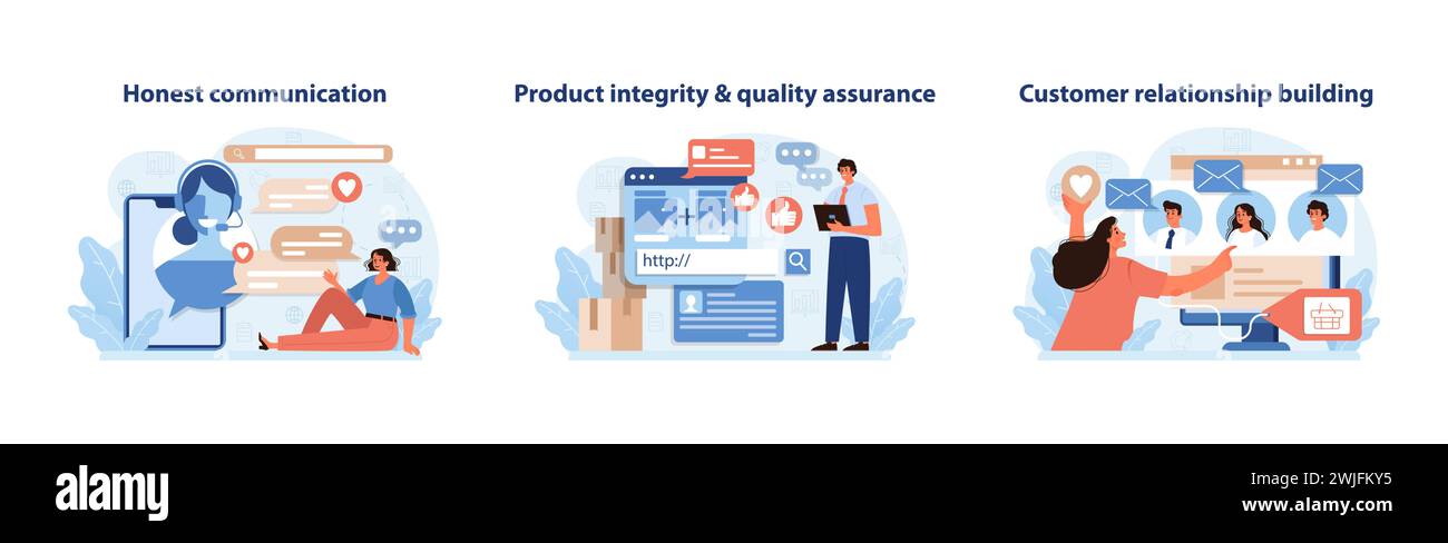 Brand Authenticity Illustrative Set. Delivers insights on honest ...