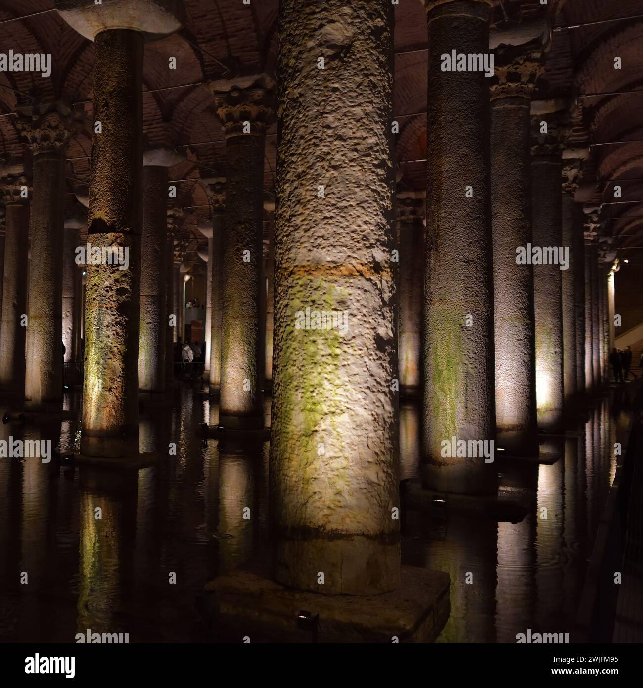 Istanbul, Turkey - December 8, 2023: Columns in the restored Basilica ...