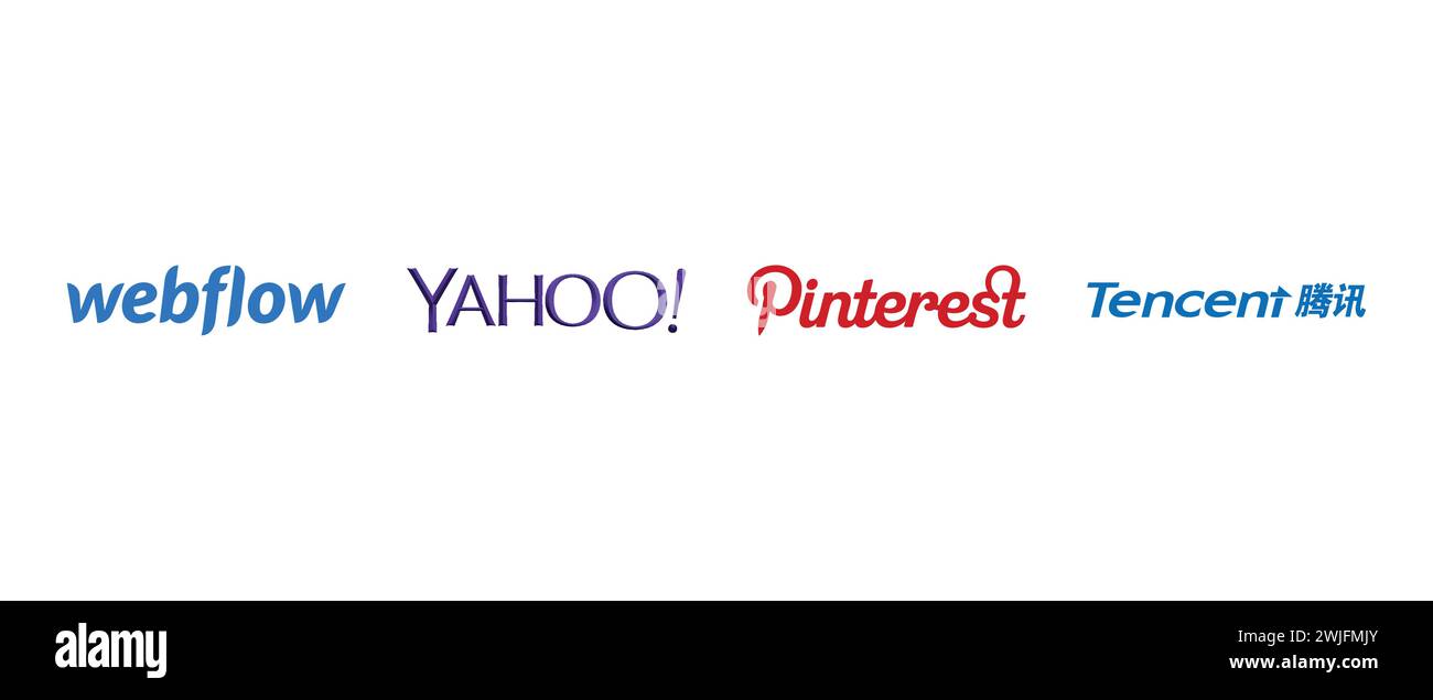 Tencent, Webflow, Yahoo!, Pinterest Wordmark. Vector illustration ...