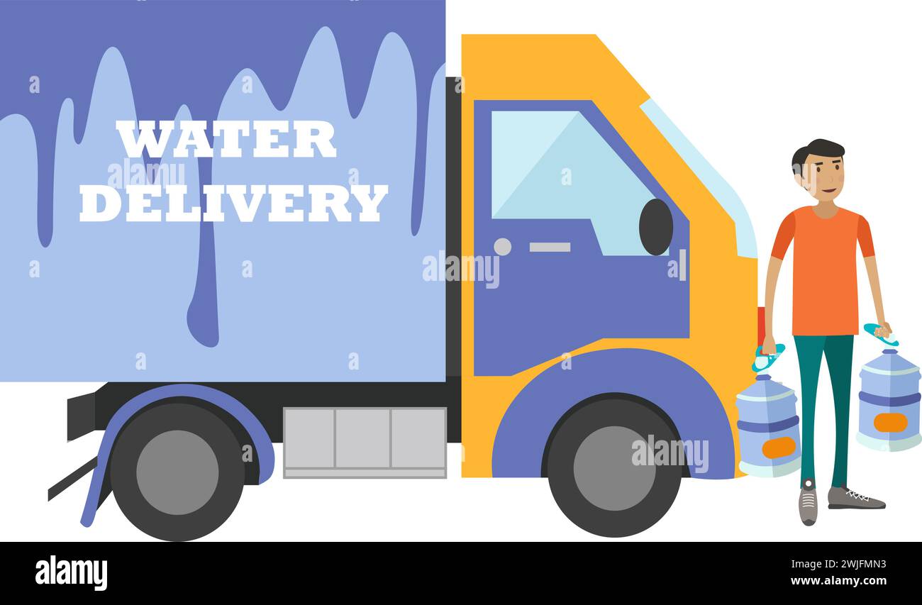 Water delivery truck vector icon isolated on white background Stock ...