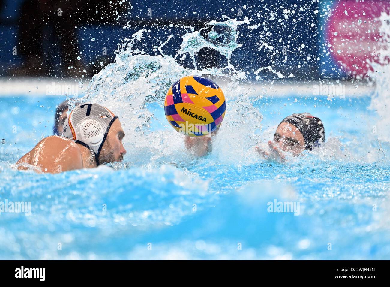 Doha, Qat. 15th Feb, 2024. Italy-Spain, men's water polo semi final at ...