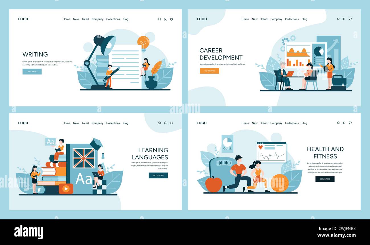 Wellness and Communication set. Serene meditation and yoga poses for ...