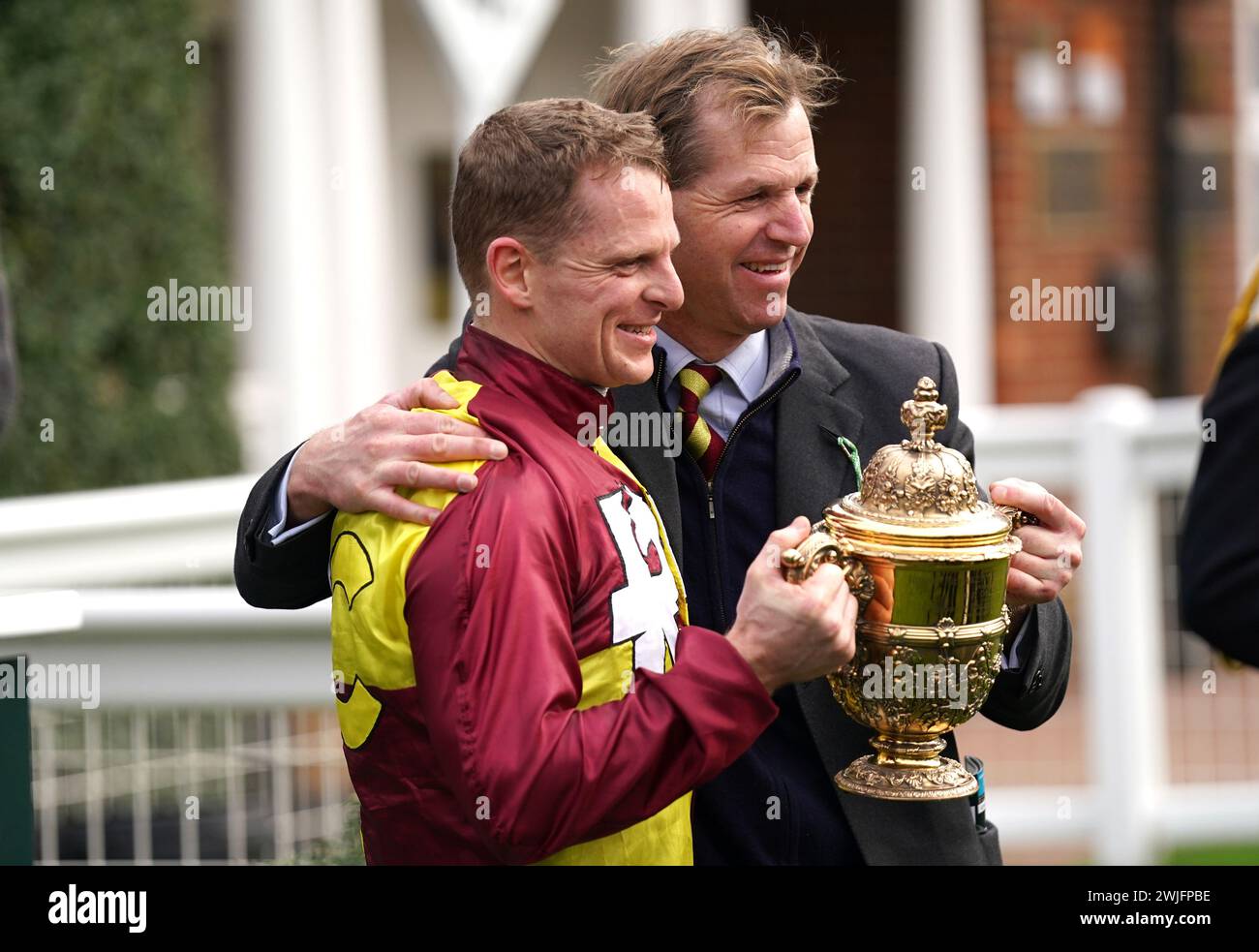 Jockey Maj Will Kellard (left) and trainer Jamie Snowden with the ...