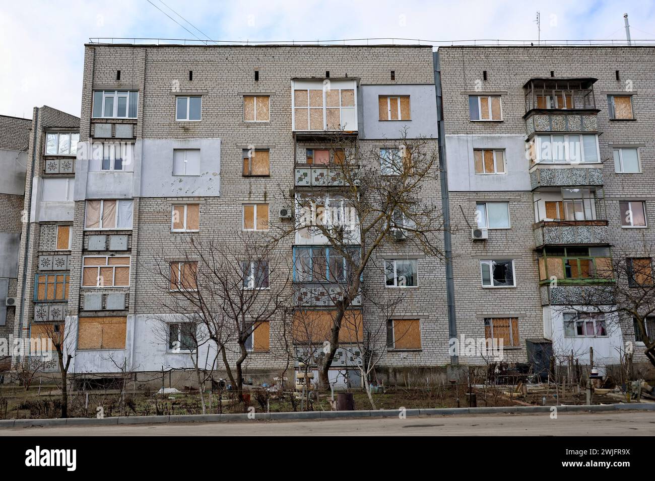 Non Exclusive: OCHAKIV, UKRAINE - FEBRUARY 14, 2024 - Particle boards ...