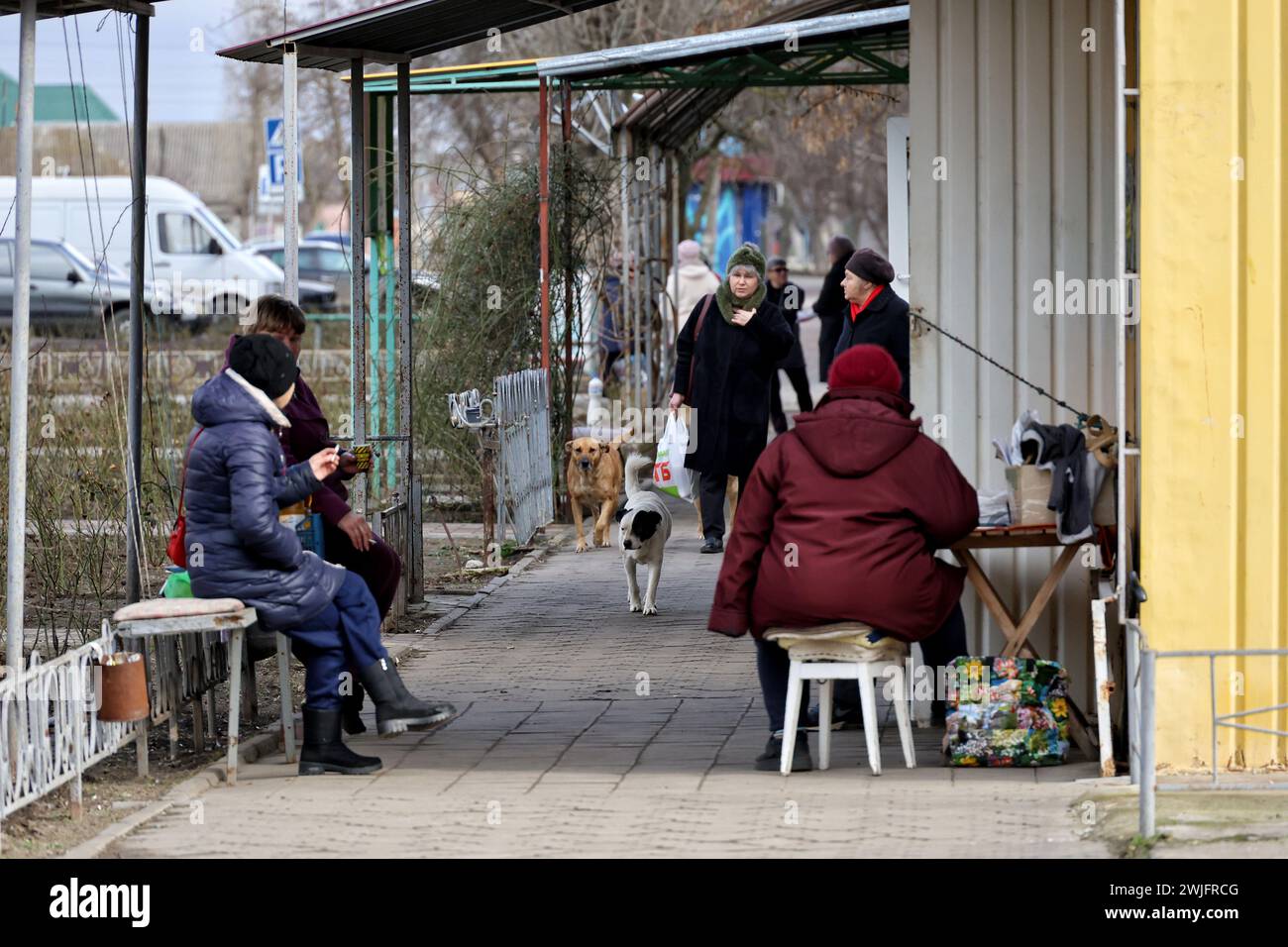 Non Exclusive: OCHAKIV, UKRAINE - FEBRUARY 14, 2024 - People are seen ...