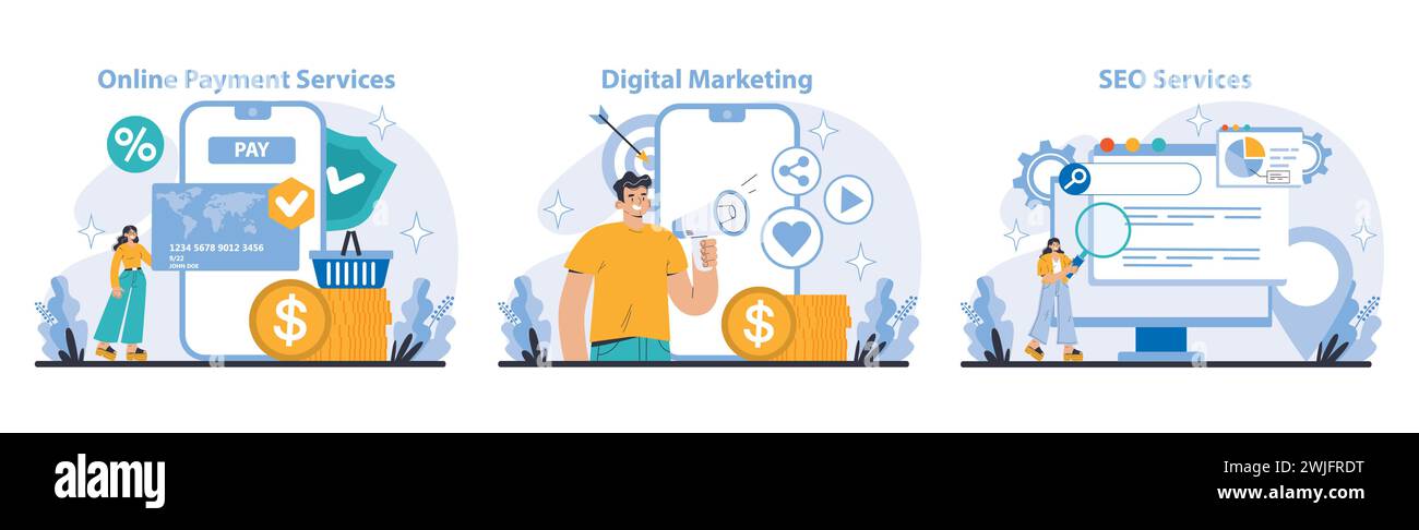 Internet Services set. Business and marketing. Seamless online payment ...