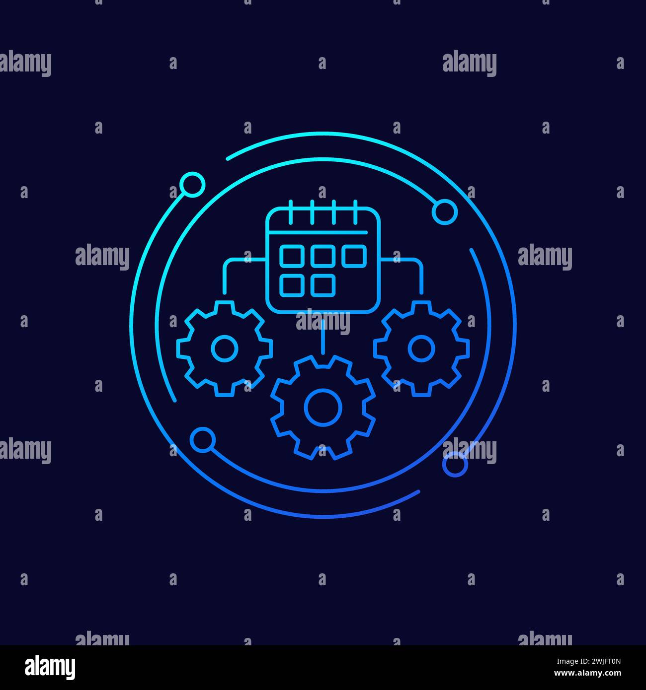 maintenance schedule icon with a calendar, linear Stock Vector Image ...