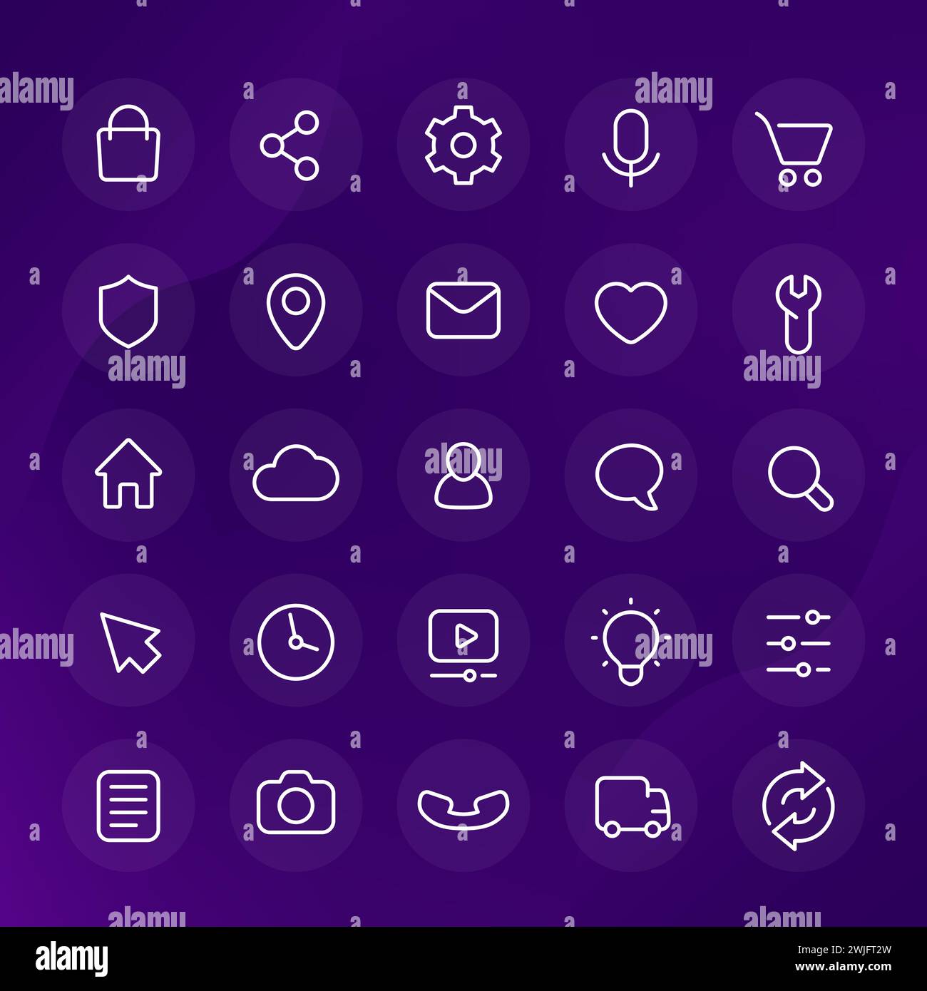line icons for apps or web, basic white set Stock Vector Image & Art ...