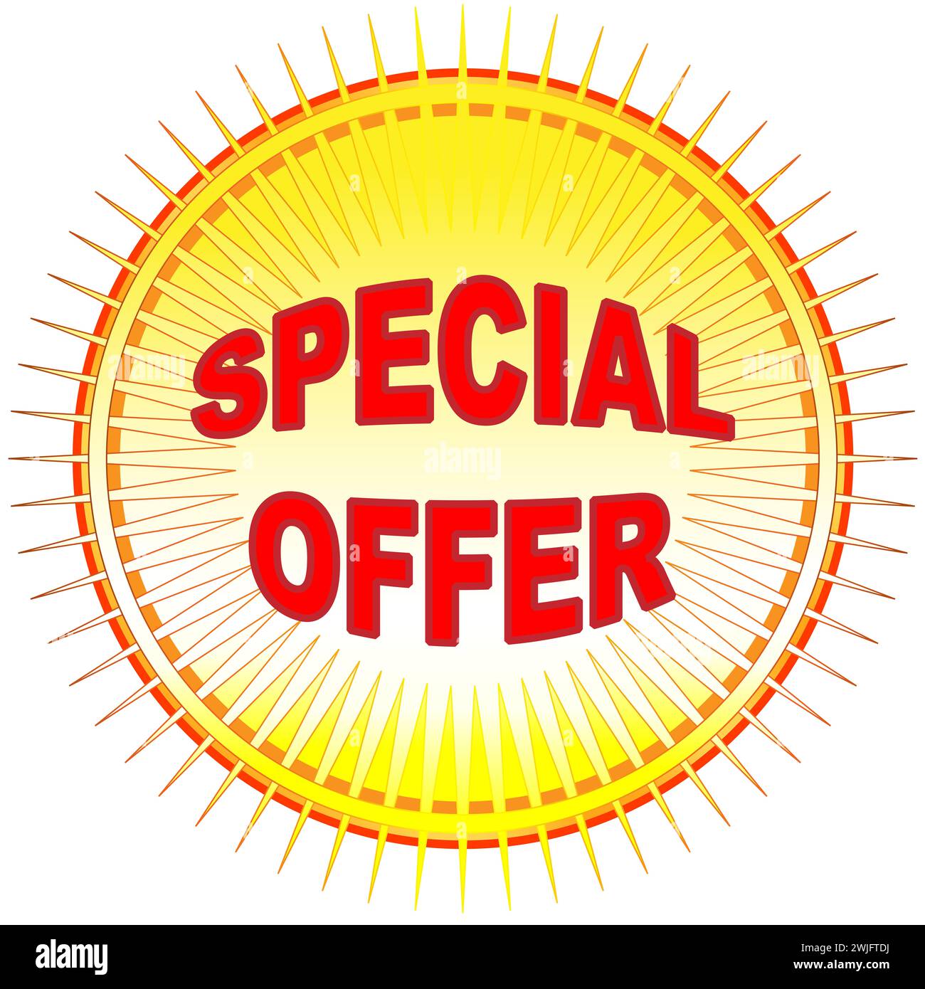 Special offer store splash in yellow and red over a white background ...