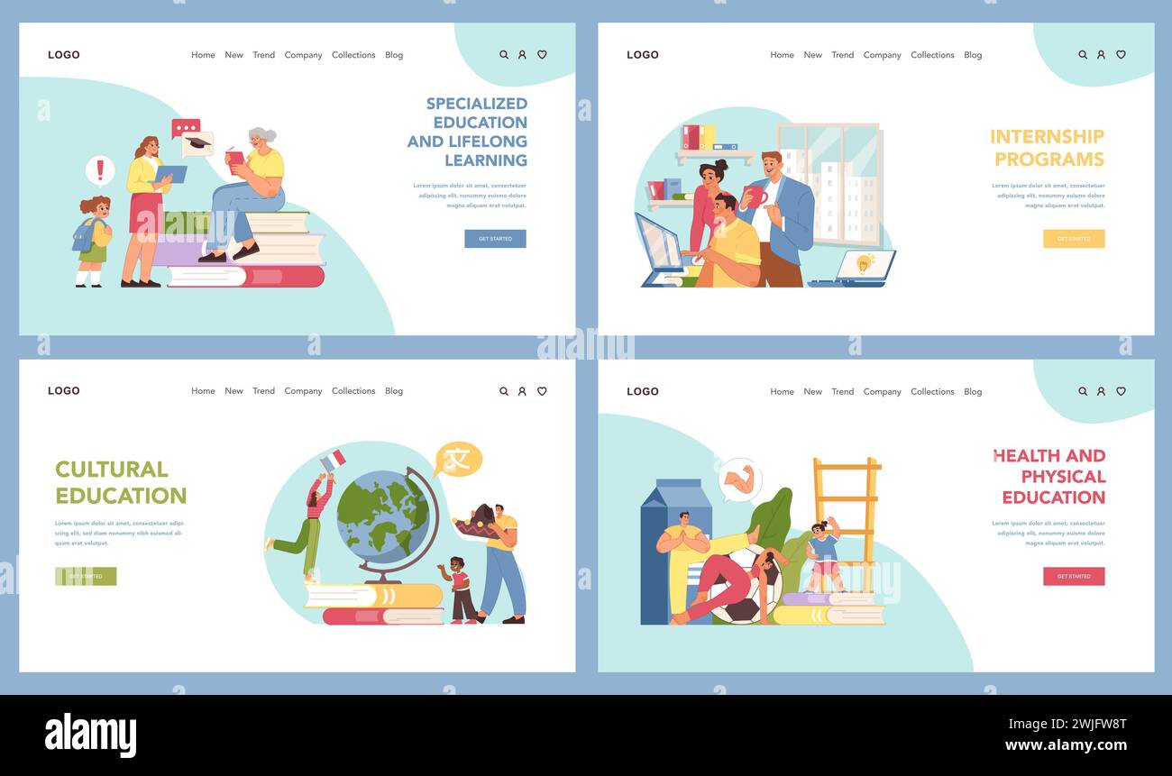 Specialized education set. Different people going through lifelong ... Specialized education set. Different people going through lifelong ...