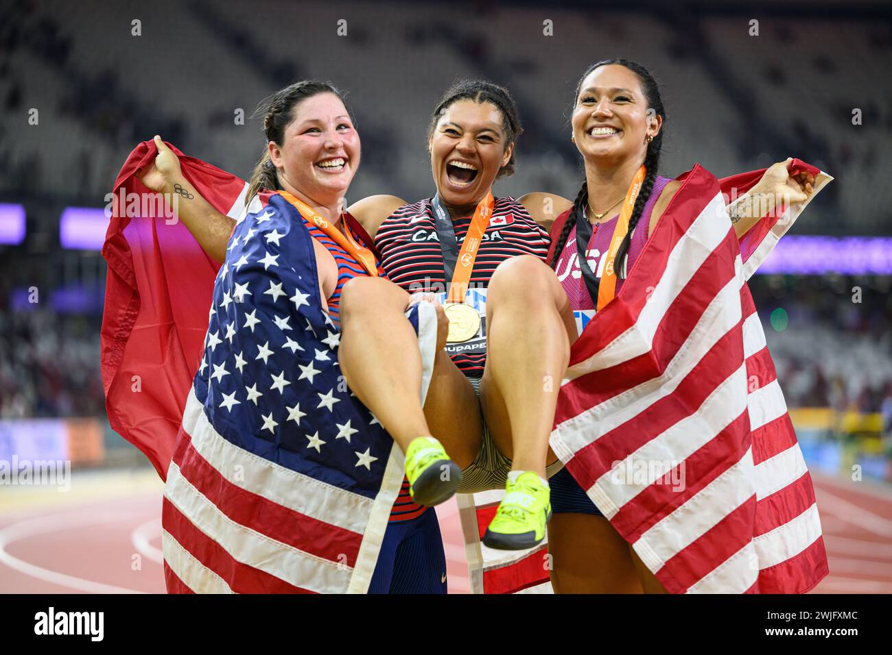 Janee' KASSANAVOID,DeAnna PRICE and Camryn ROGERS celebrating his medal ...