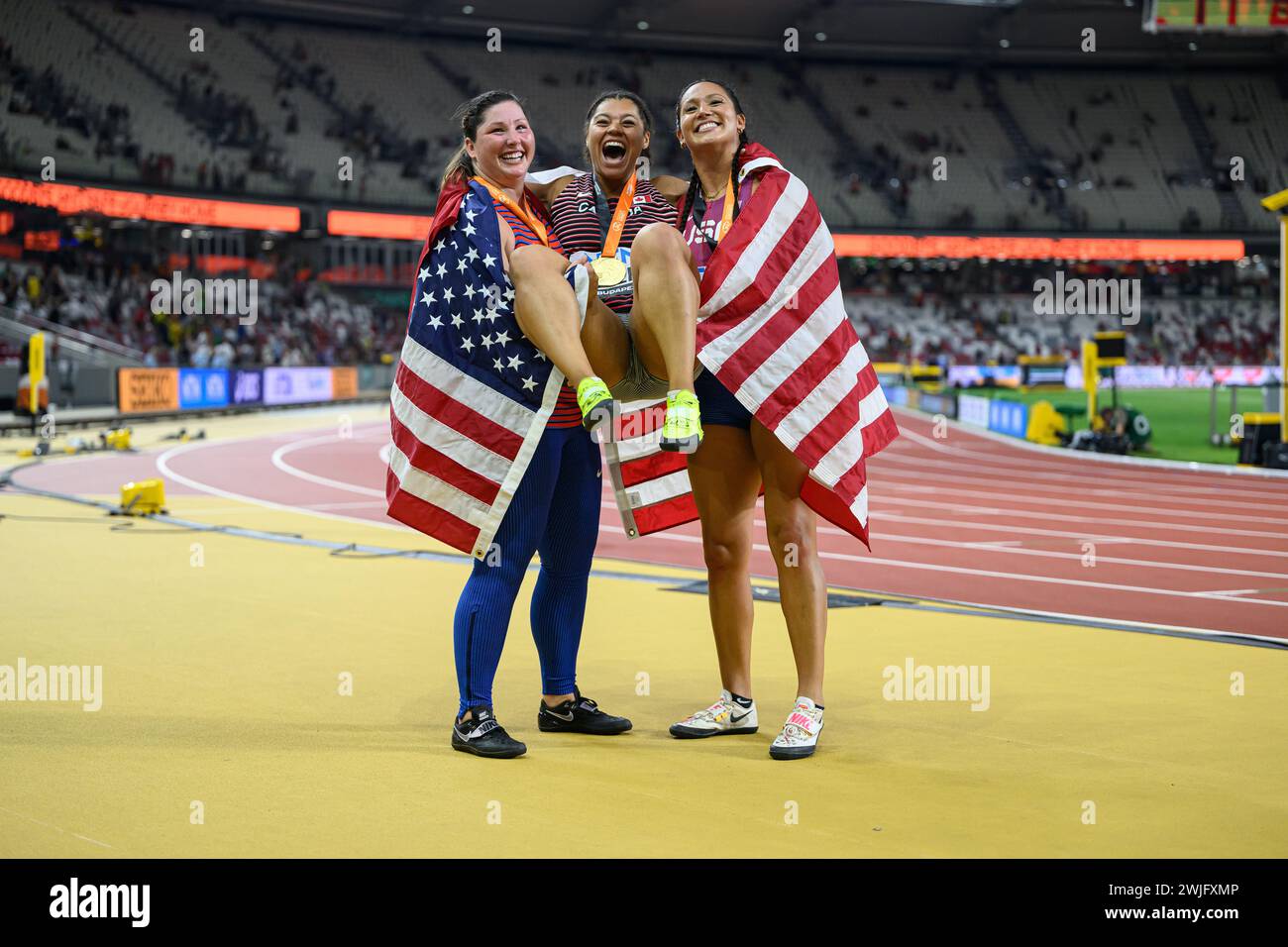 Janee' KASSANAVOID,DeAnna PRICE and Camryn ROGERS celebrating his medal ...