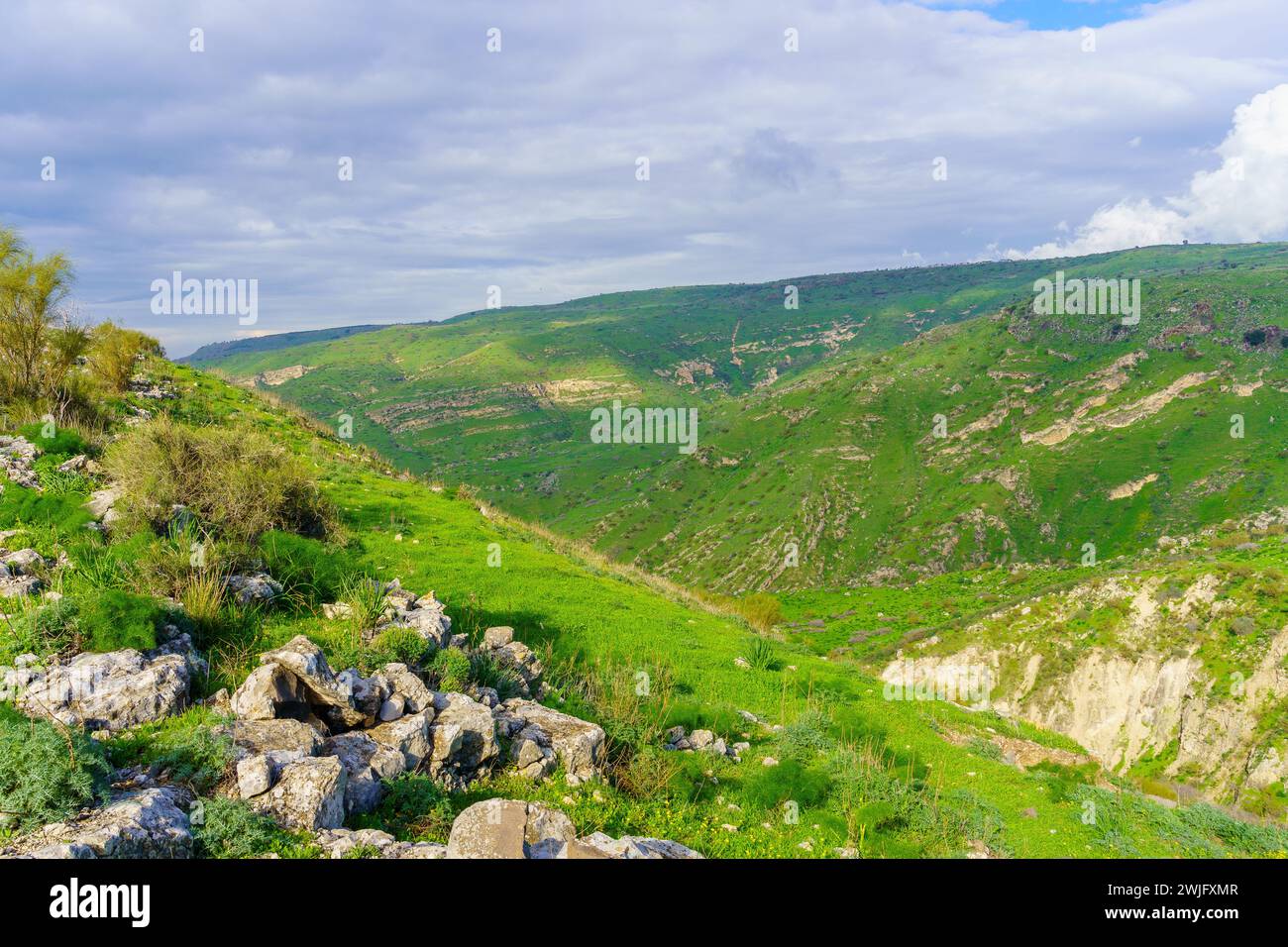 View of landscape of the southern part of the Golan Heights, Northern ...