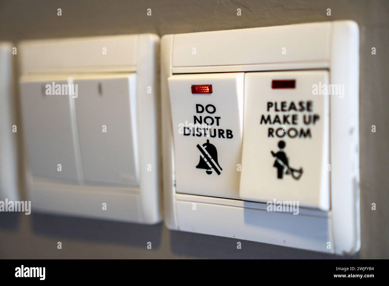 Hotel room privacy with light switch do not disturb signs Stock Photo ... Hotel room privacy with light switch do not disturb signs Stock Photo ...