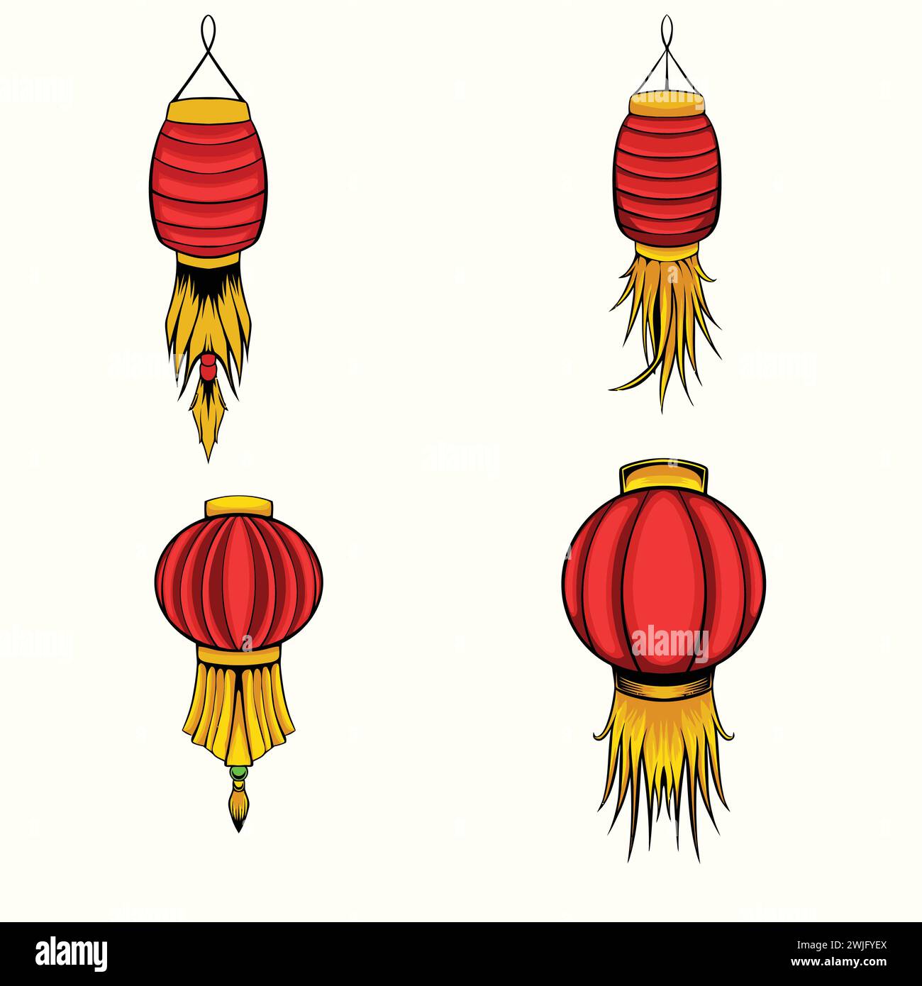 Red lamp lampion lantern chinese vector set Stock Vector Image & Art ...