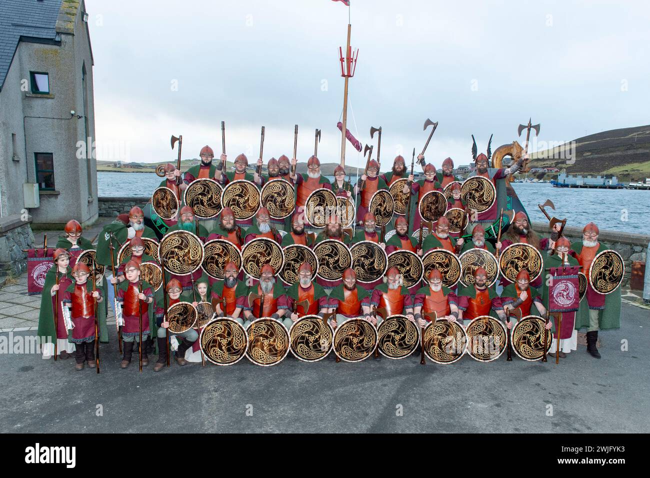 2024 Guizer Jarl John Robert leads his squad through Shetland town ...