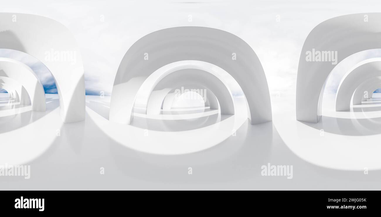 Group of White Arches With Sky Background 360 panorama vr environment ...