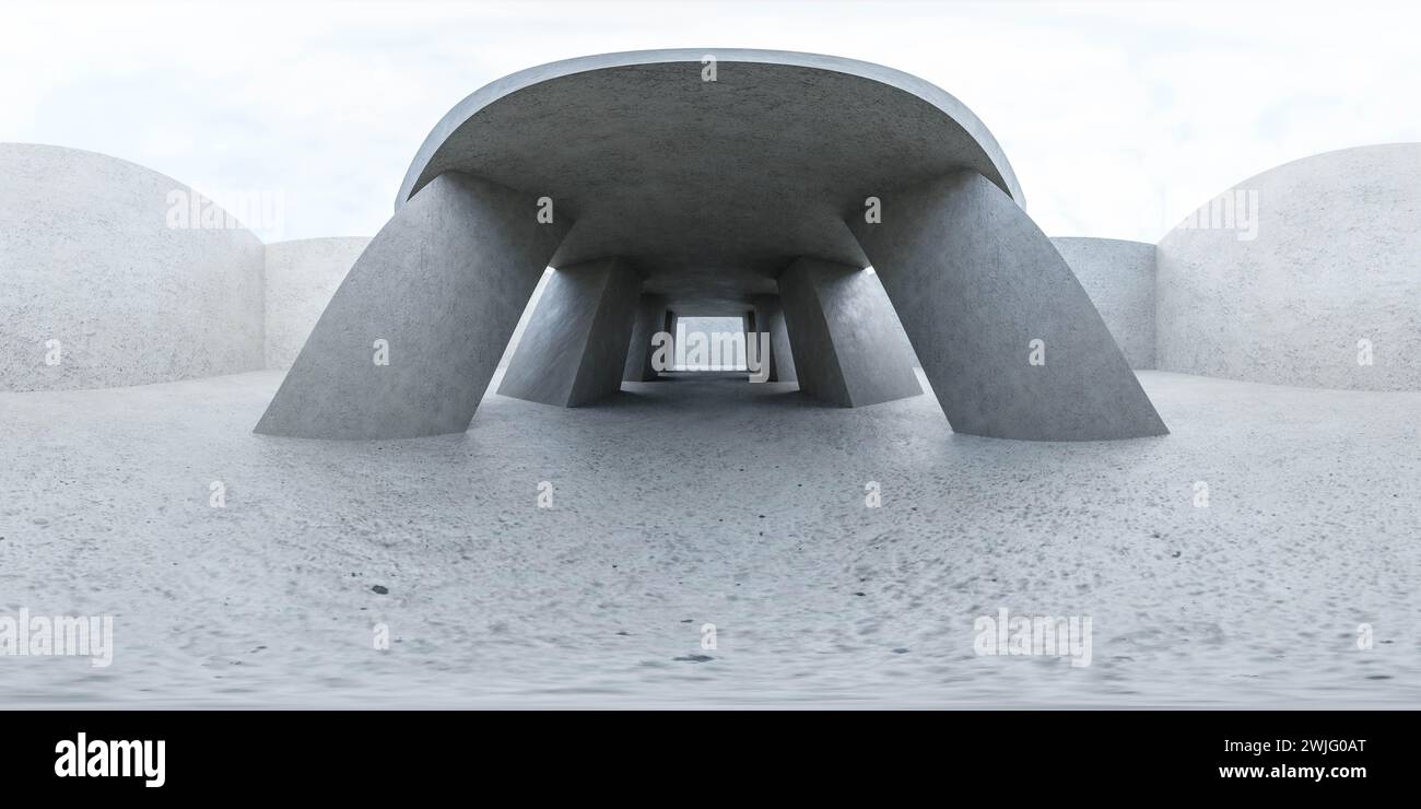 Concrete Structure With Walkway and sky 360 panorama vr environment map ...