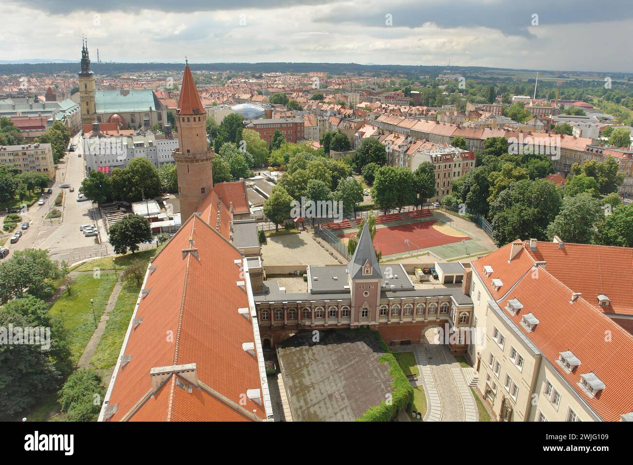 Panorama of Legnica with a view of St. Mary's Church Stock Photo - Alamy
