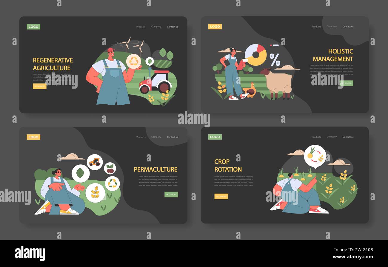 Regenerative Agriculture framework set. Illustrating holistic ...