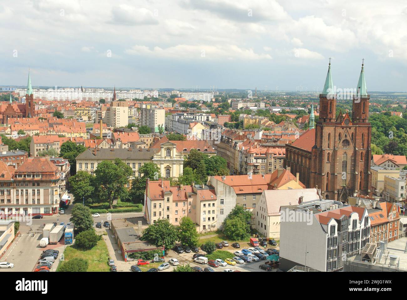 Panorama of Legnica with a view of St. Mary's Church Stock Photo - Alamy