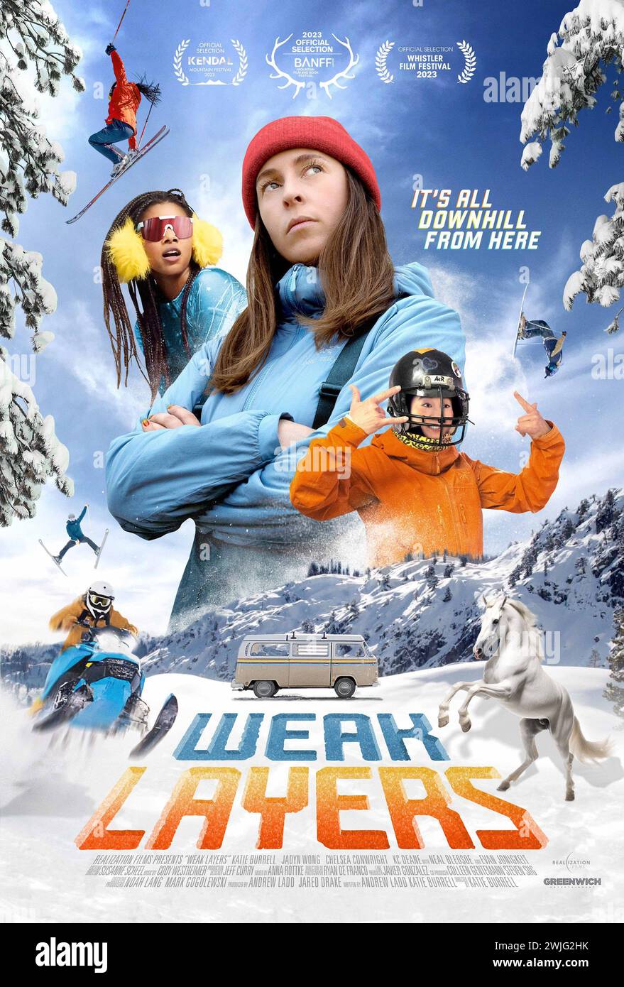 WEAK LAYERS, poster, from left: Chelsea Conwright, Katie Burrell, Jadyn ...