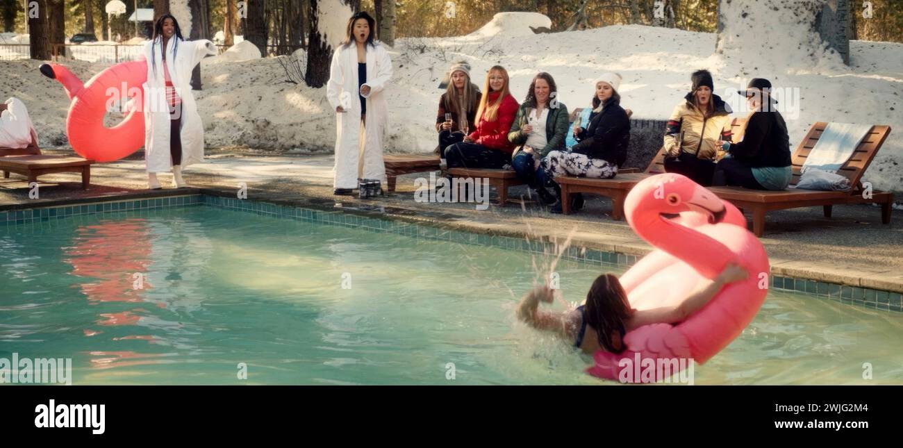 WEAK LAYERS, standing from left: Chelsea Conwright, Jadyn Wong, in pool ...