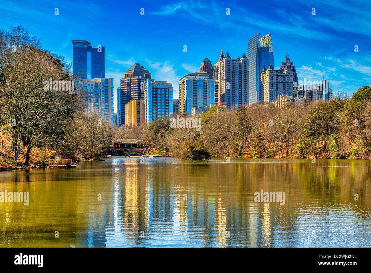 Atlanta, GA: February 4,2023- A scenic view of Atlanta skyline shot ...