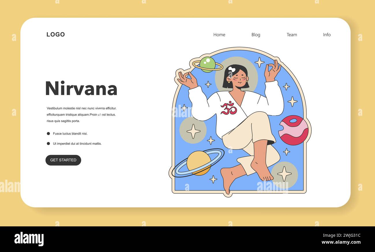 Nirvana concept illustration. A figure in cosmic serenity, symbolizing ...