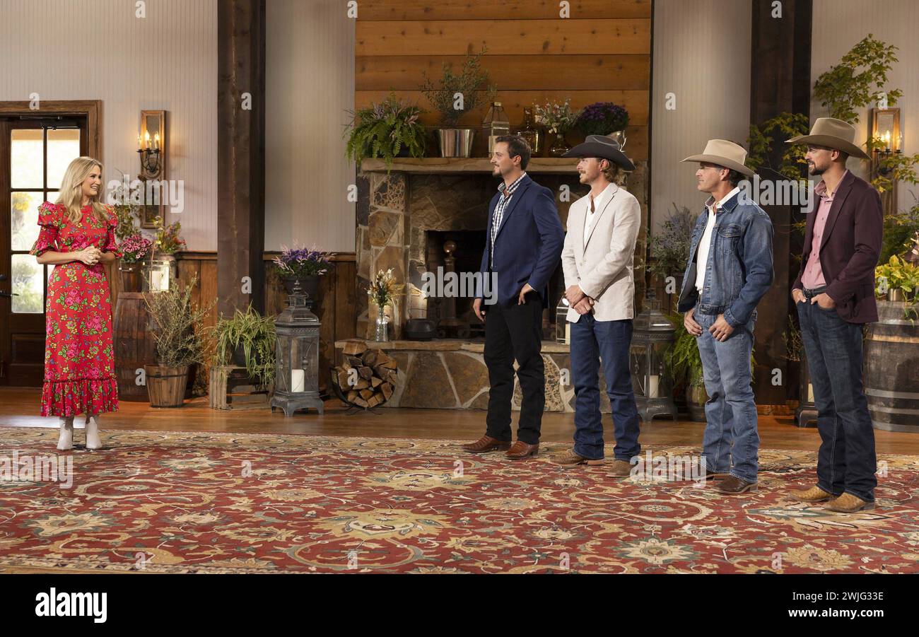 FARMER WANTS A WIFE, from left: Host Jennifer Nettles, Farmers Mitchell Kolinsky, Nathan ...