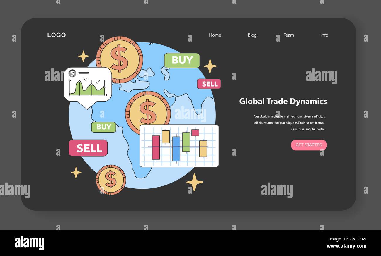 Global Trade Dynamics concept. World market activity with buy and sell ...