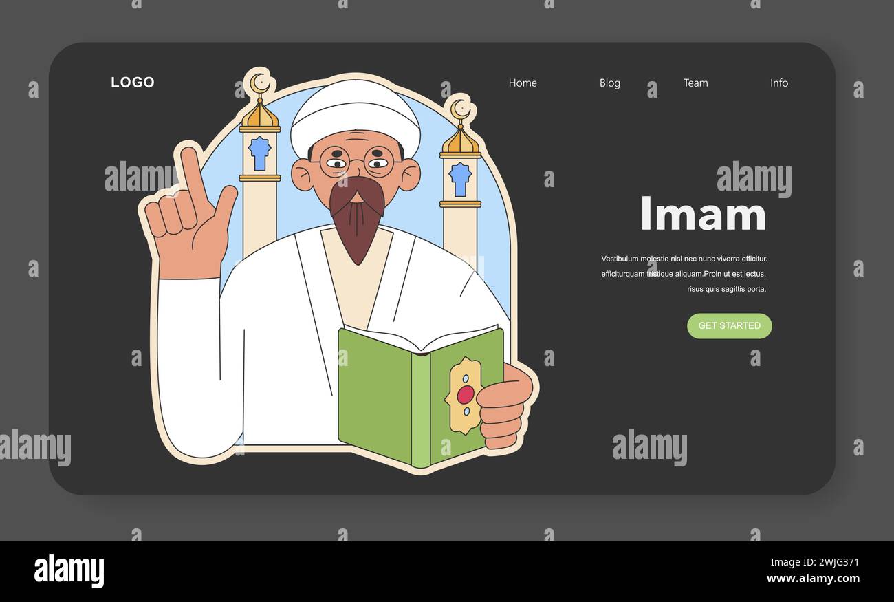 Imam leading prayer concept. Islamic religious leader with mosque ...