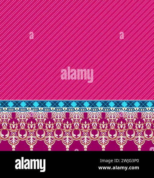 beautiful textile digital border and pattern design in beautiful color ...