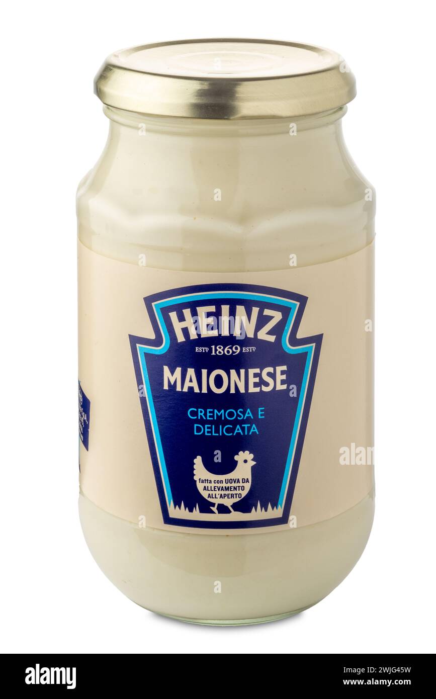 Italy - February 15, 2024: Heinz mayonnaise sauce in glass jar isolated ...