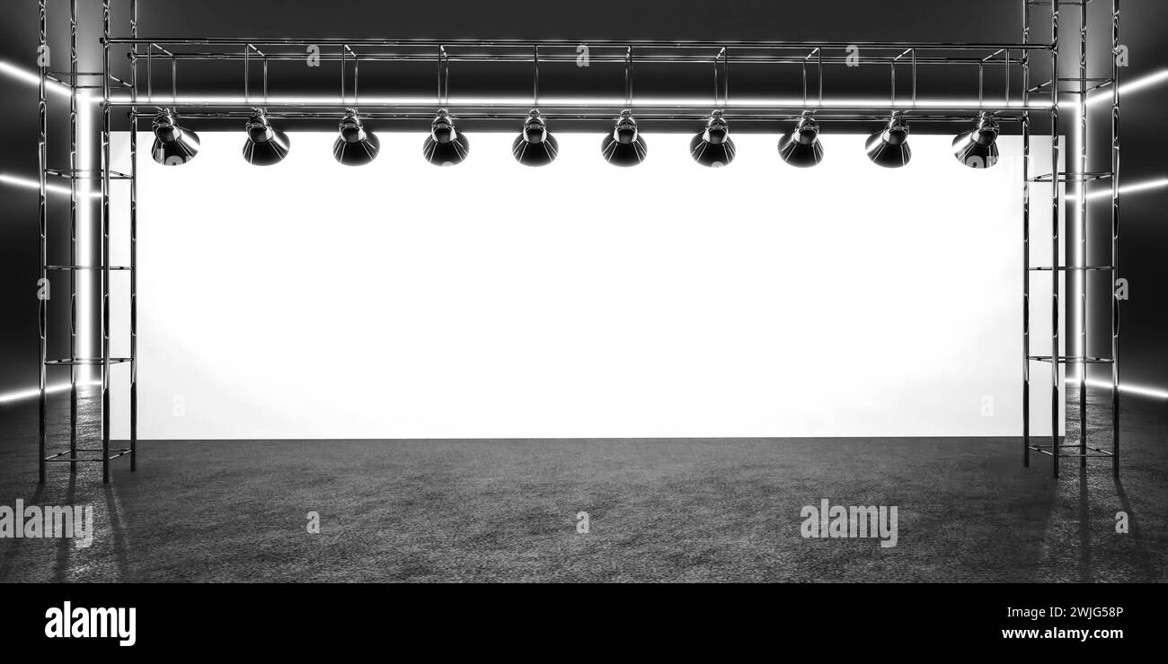 An Empty Stage in Black and White 3d render illustration Stock Photo ...