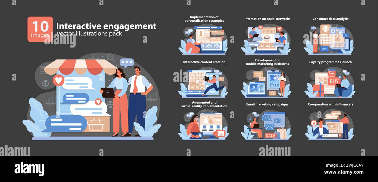 Interactive Engagement Vector Set. A collection showcasing diverse ...