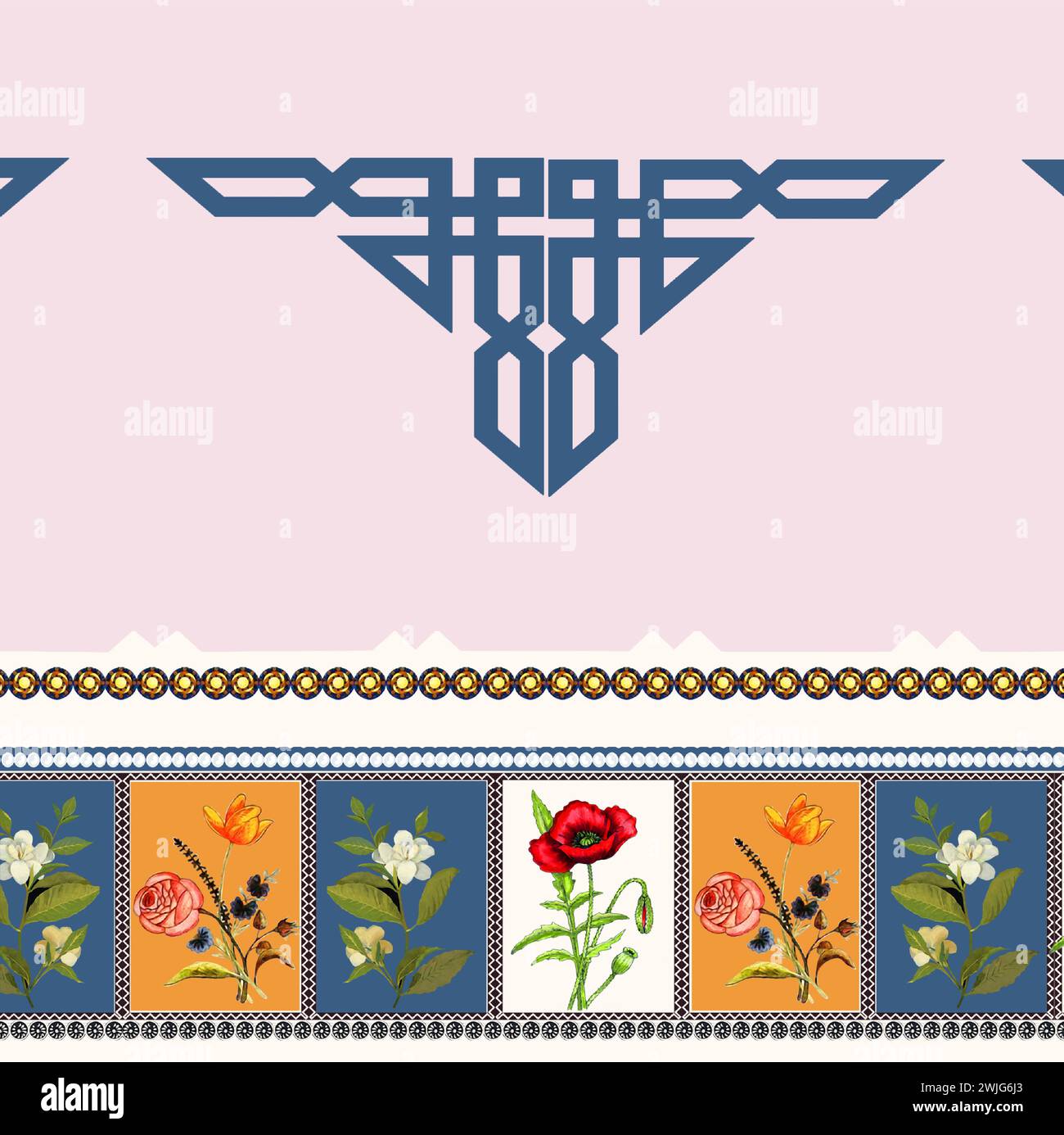 Digital textile design border hi-res stock photography and images - Alamy