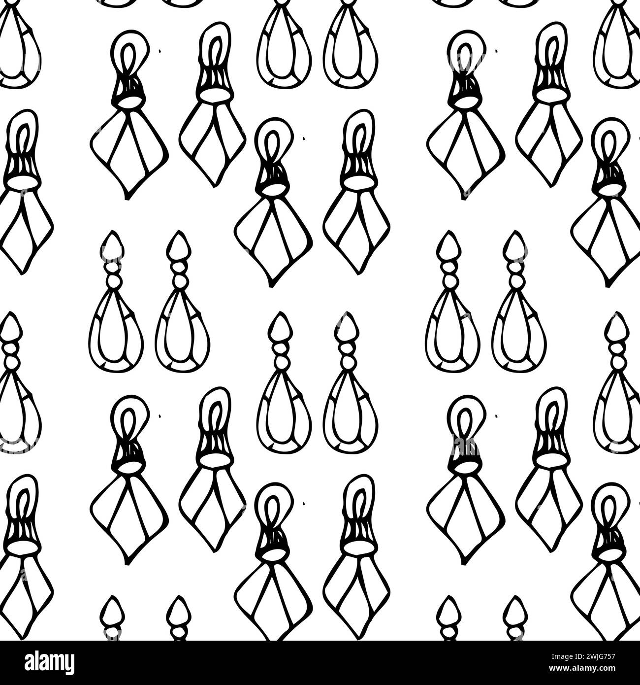 Seamless Pattern Of Sketches Earings Female Jewerly Vector Illustration Isolated Can Used