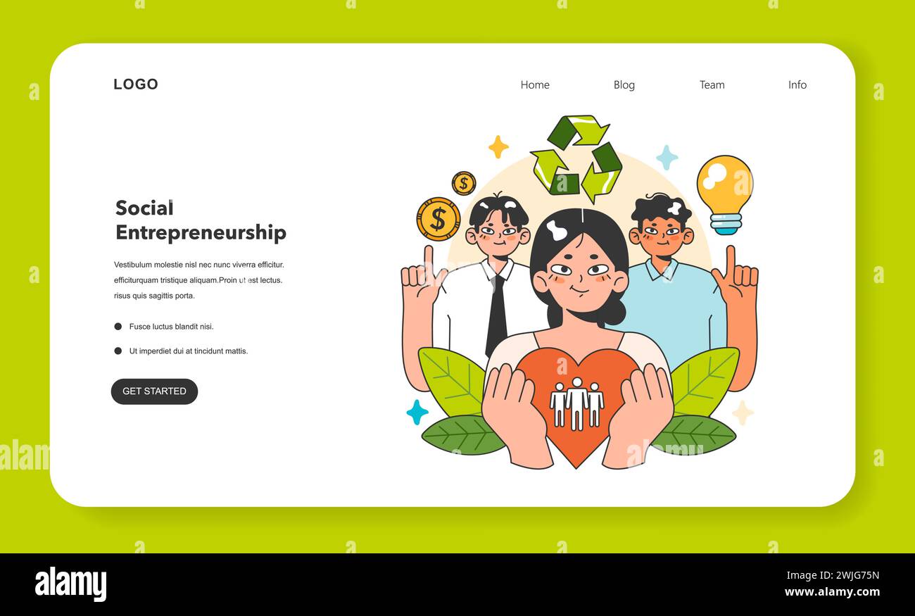 Social entrepreneurship web banner or landing page. Business ...