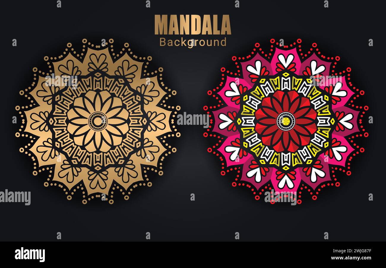 Luxury Golden Color or Colorful Islamic Mandala Background Design ...
